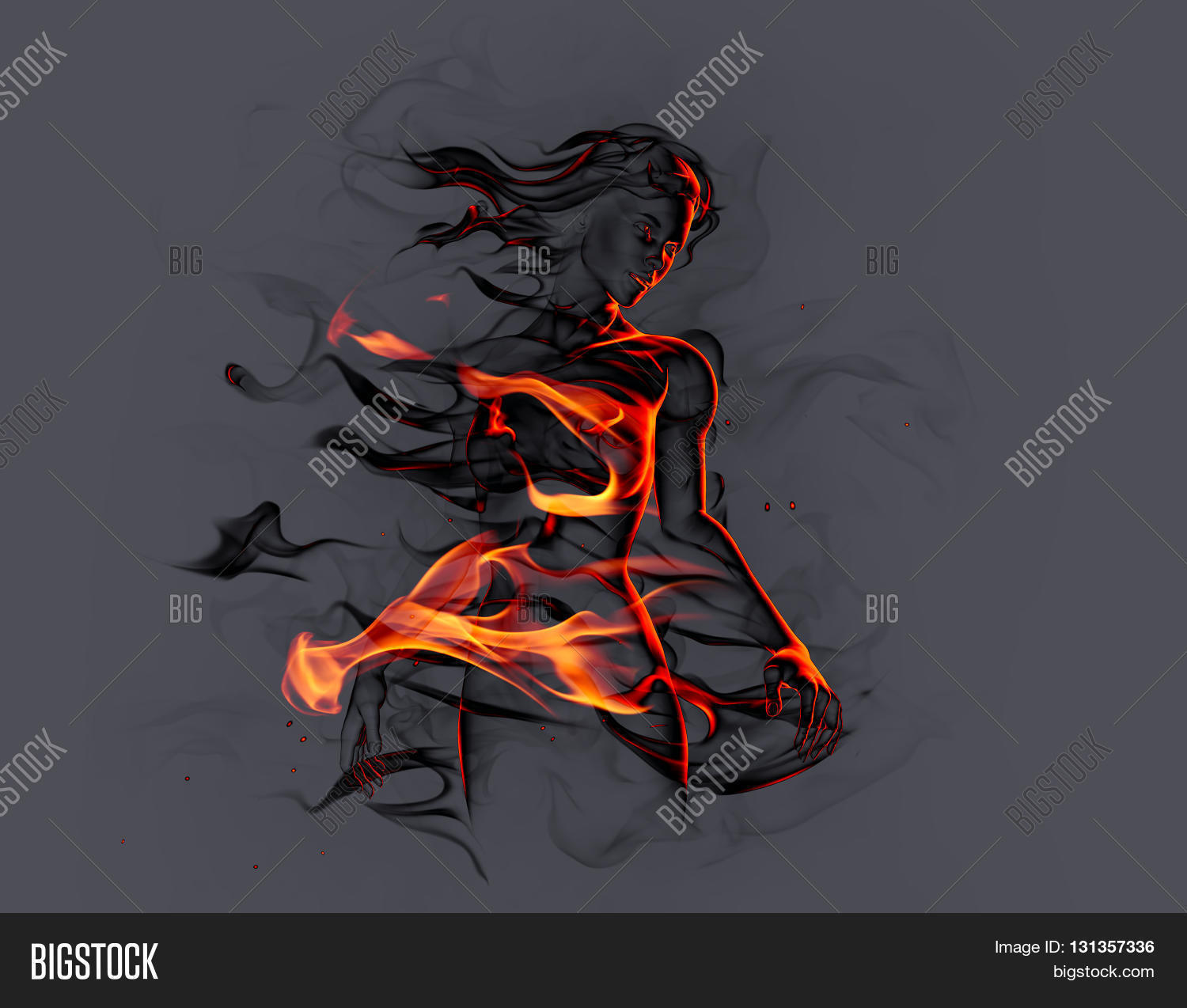Fiery Girl. 3D Image & Photo (Free Trial) | Bigstock