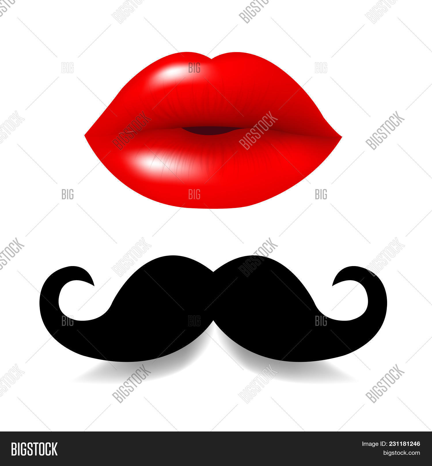 Moustaches Lips Set Image & Photo (Free Trial) | Bigstock