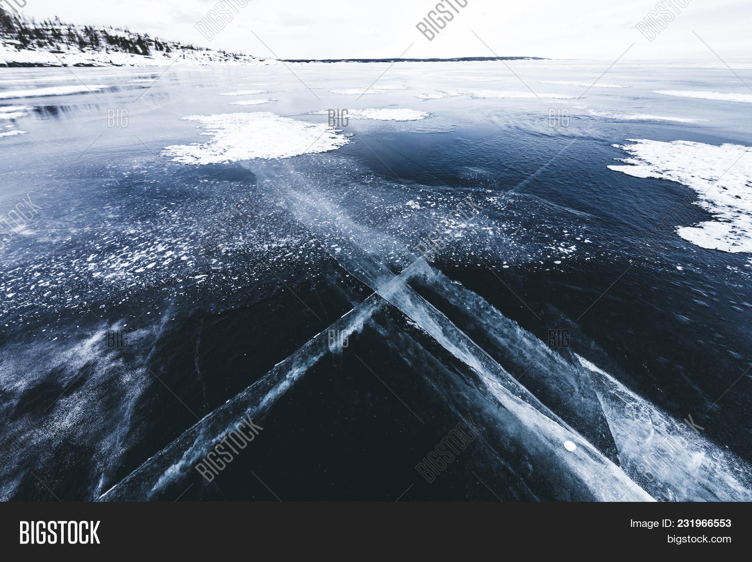 Cracked Frozen Lake