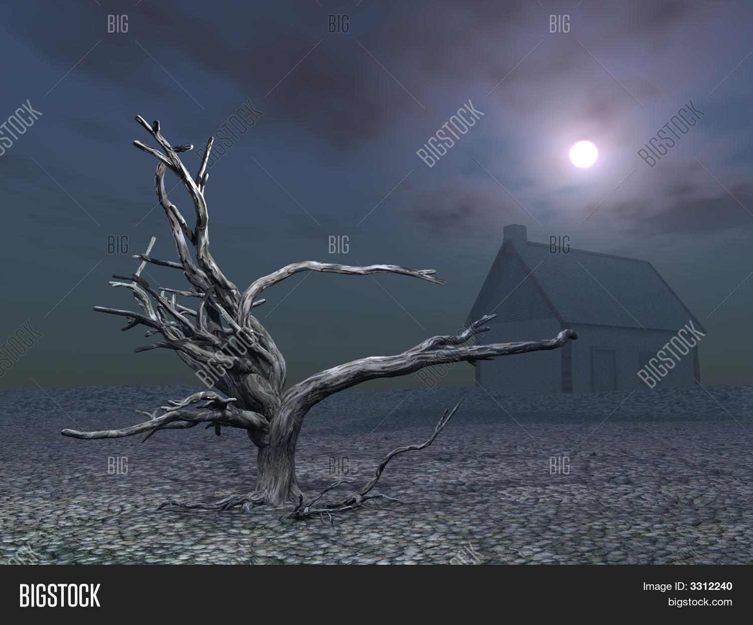 Dead Tree House Night Image & Photo (Free Trial) | Bigstock