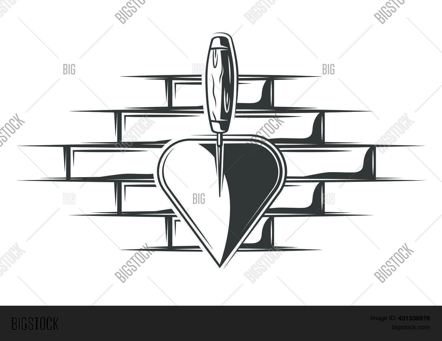 Brick Wall Trowel Vector & Photo (Free Trial) | Bigstock