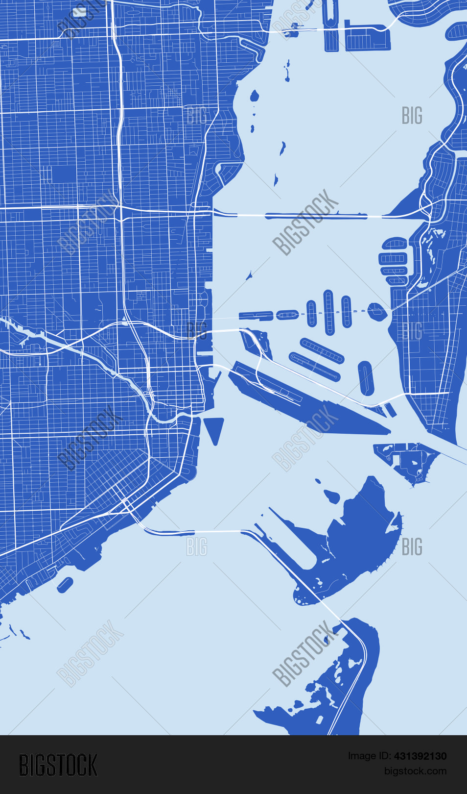 Detailed Map Miami Vector & Photo (Free Trial) | Bigstock