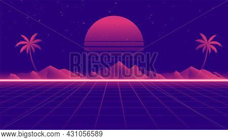 Retro 80s Landscape Vector & Photo (Free Trial) | Bigstock