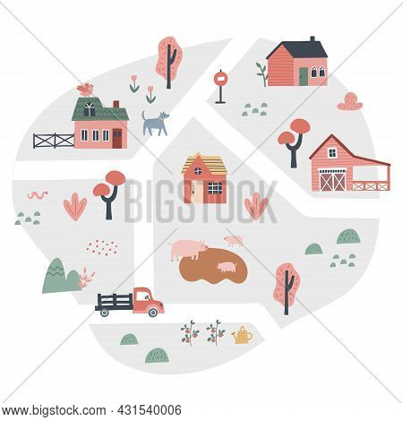 Cute Village Map Vector & Photo (Free Trial) | Bigstock