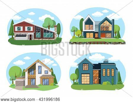Vector Buildings Set Vector & Photo (Free Trial) | Bigstock