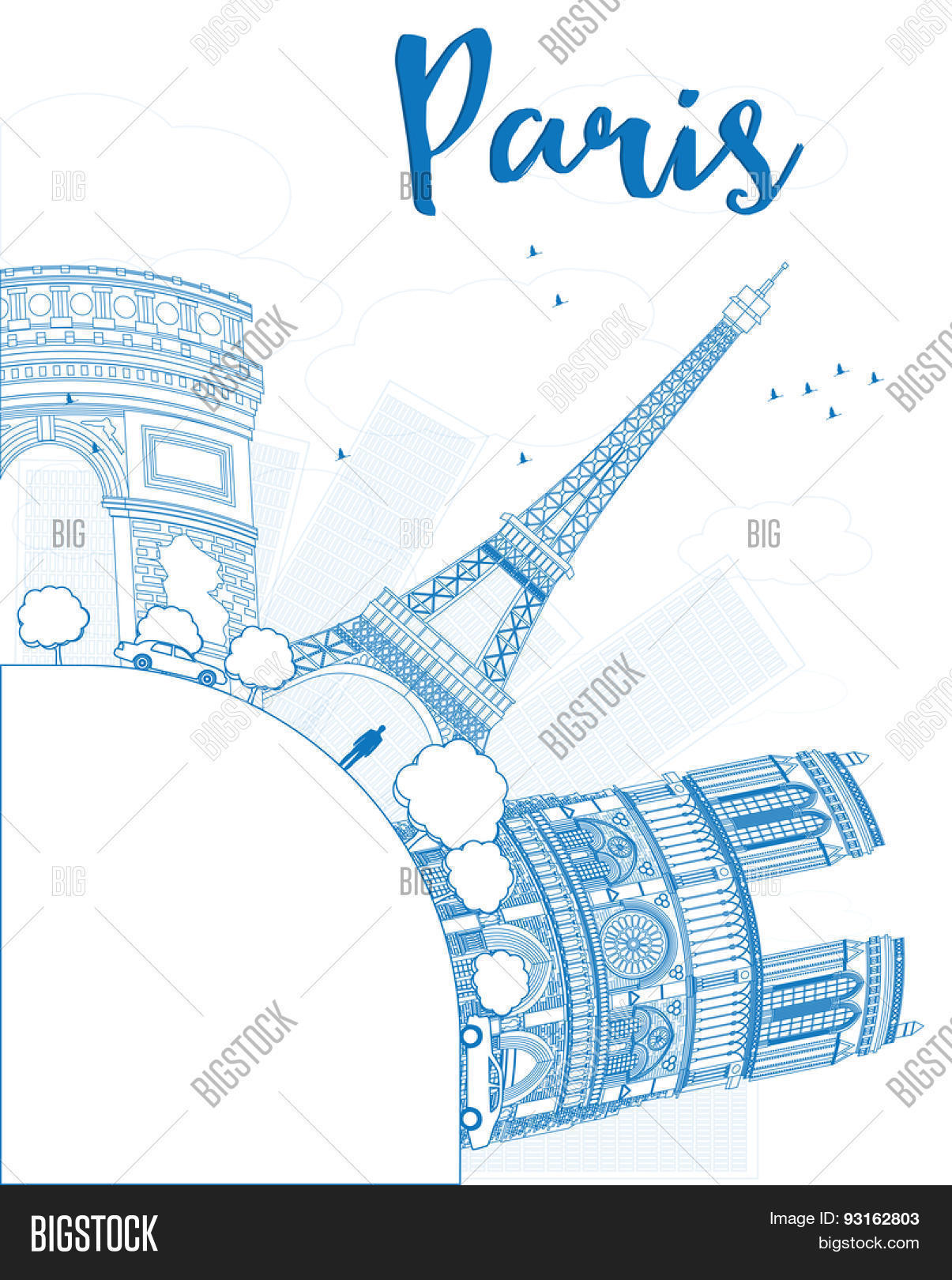 Outline Paris Skyline Vector & Photo (Free Trial) | Bigstock