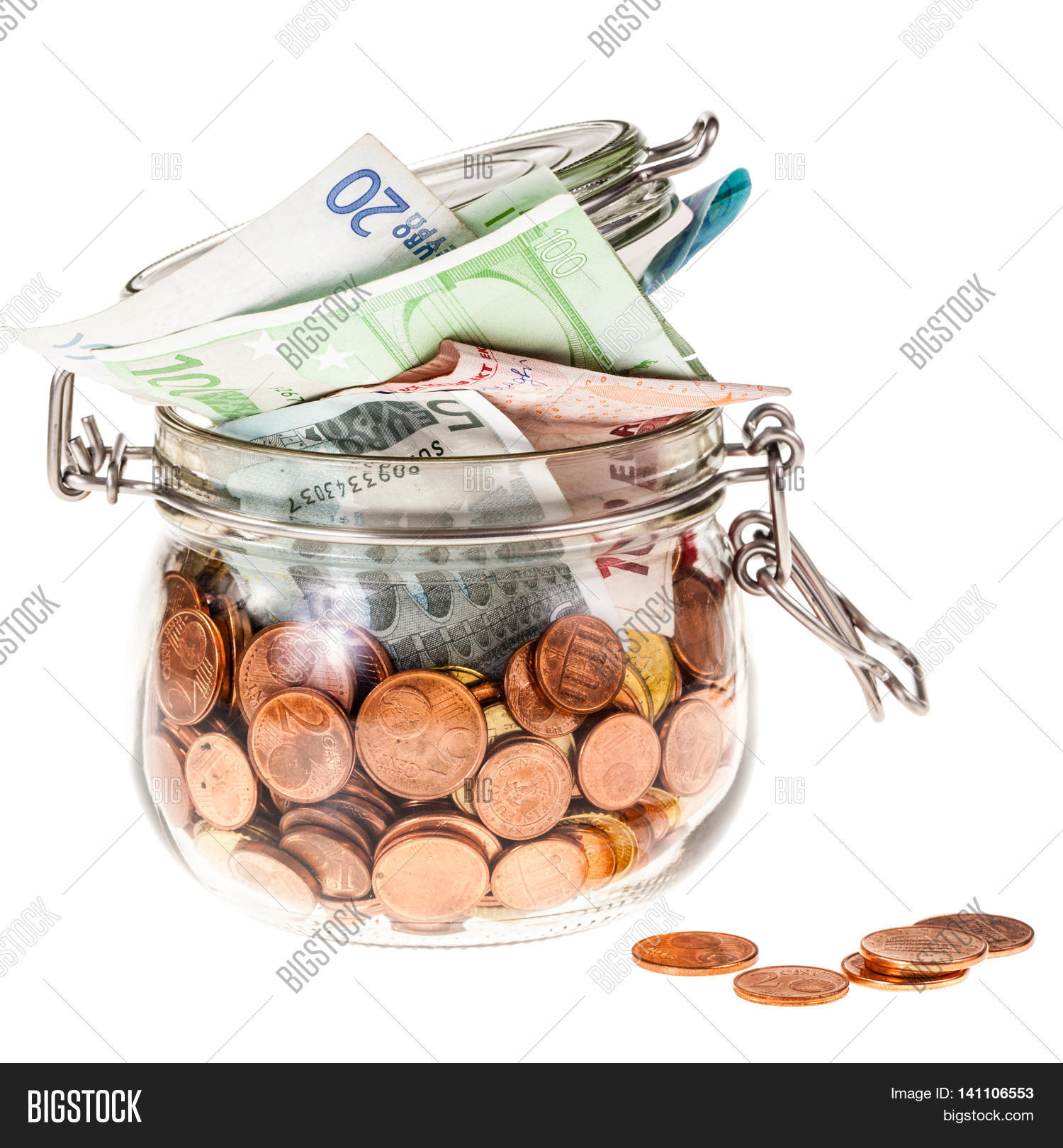 Jar Euros On White Image & Photo (Free Trial) | Bigstock