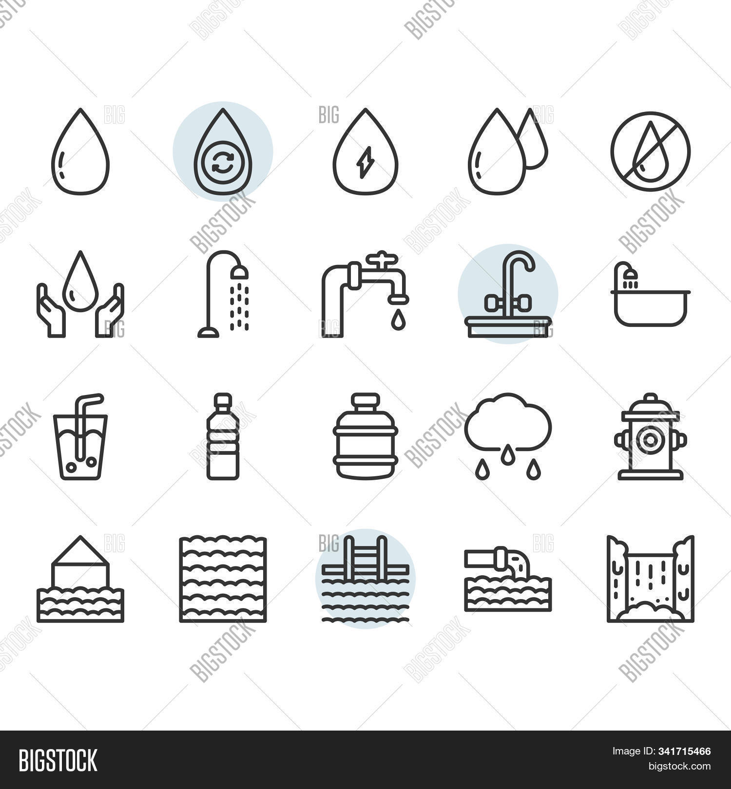 Water Icon Symbol Set Vector & Photo (Free Trial) | Bigstock