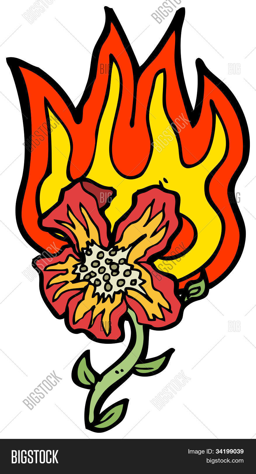 Cartoon Flower On Fire Image & Photo (Free Trial) | Bigstock