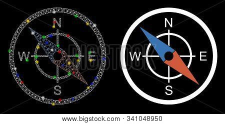 Glowing Mesh Compass Vector & Photo (Free Trial) | Bigstock