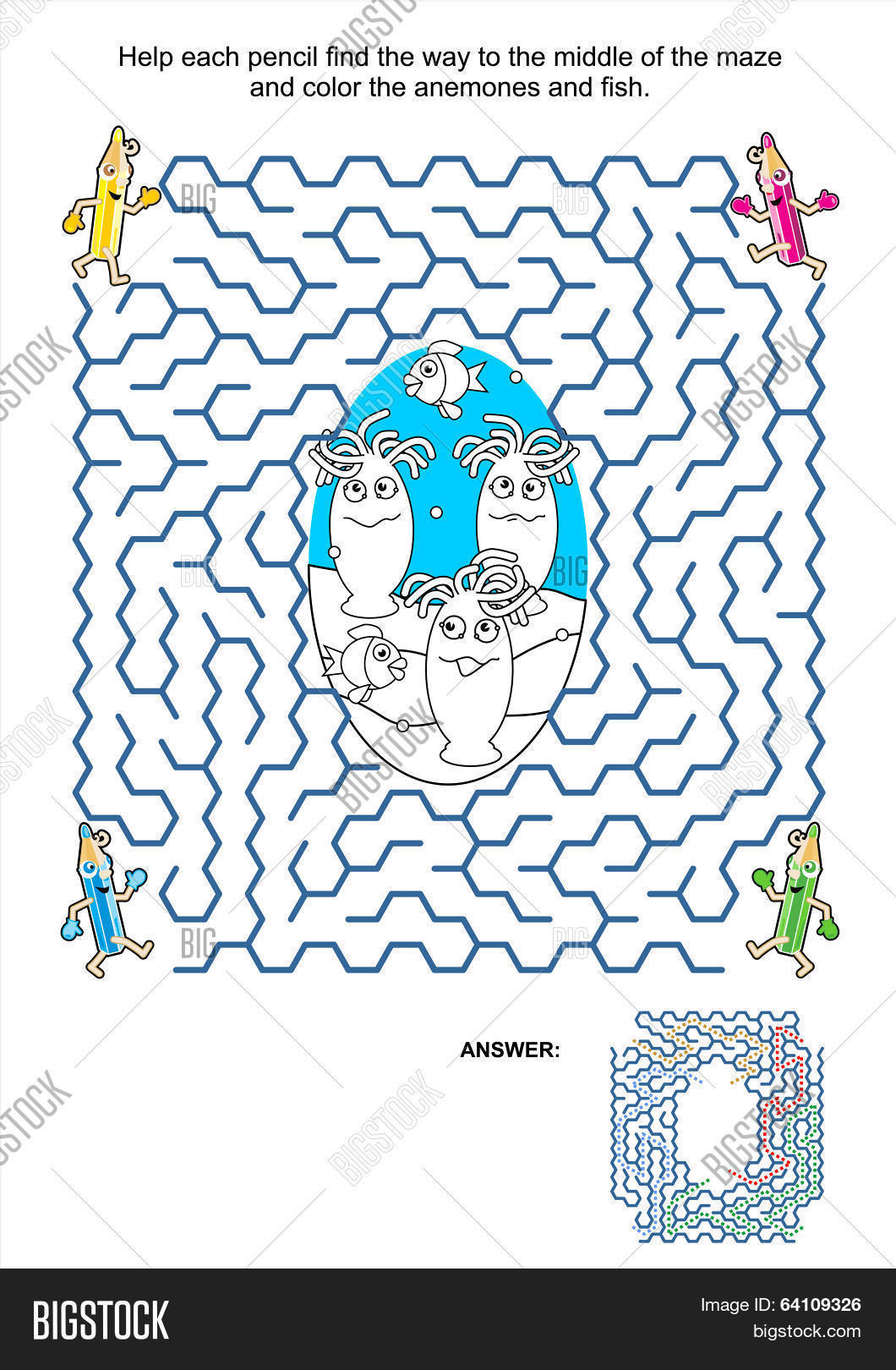 Maze Game Coloring Vector & Photo (Free Trial) | Bigstock