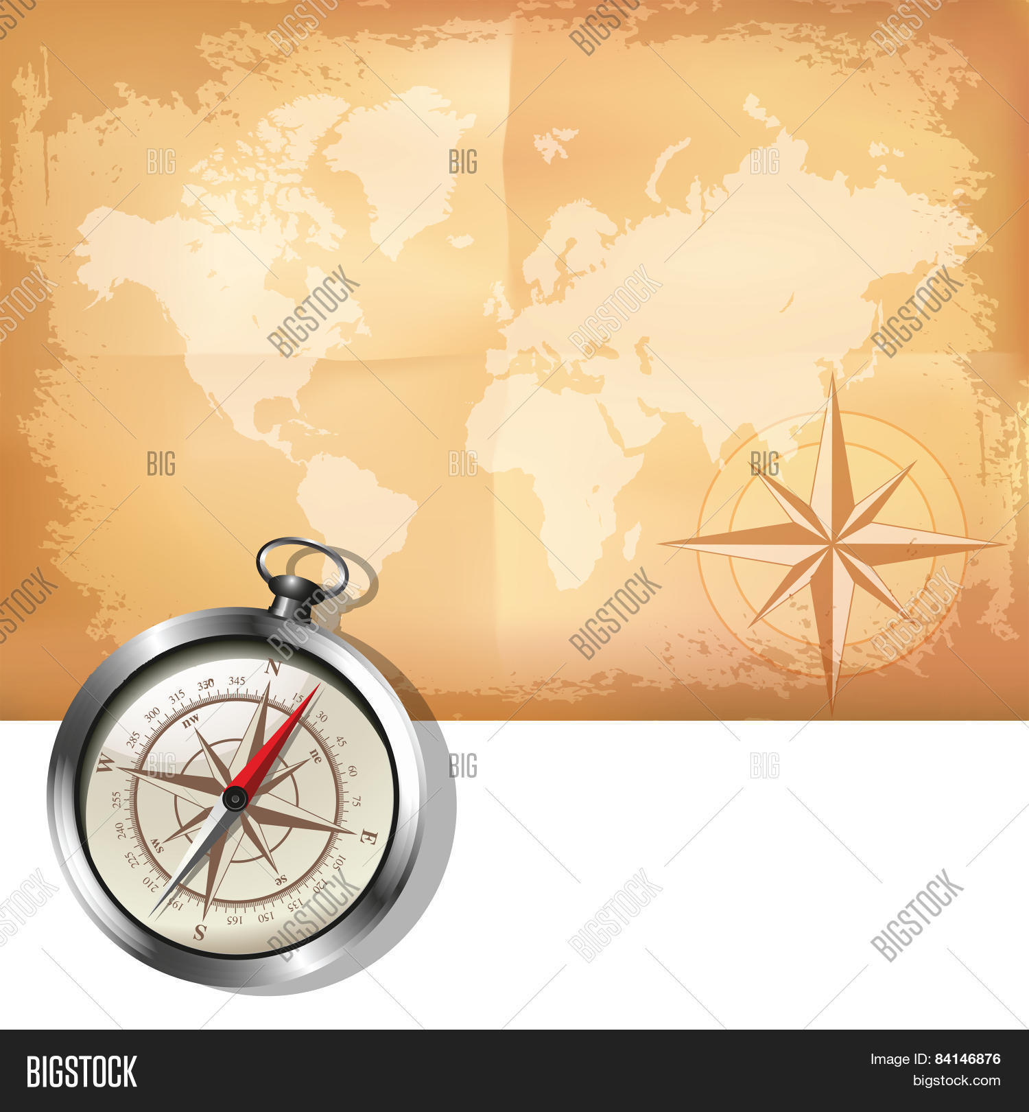 World Map Compass Vector & Photo (Free Trial) | Bigstock