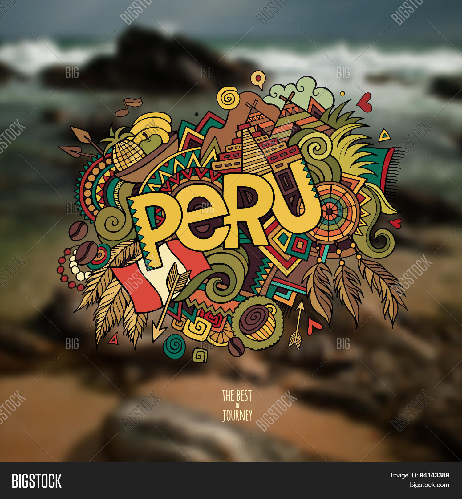 Peru Hand Lettering Vector & Photo (Free Trial) | Bigstock