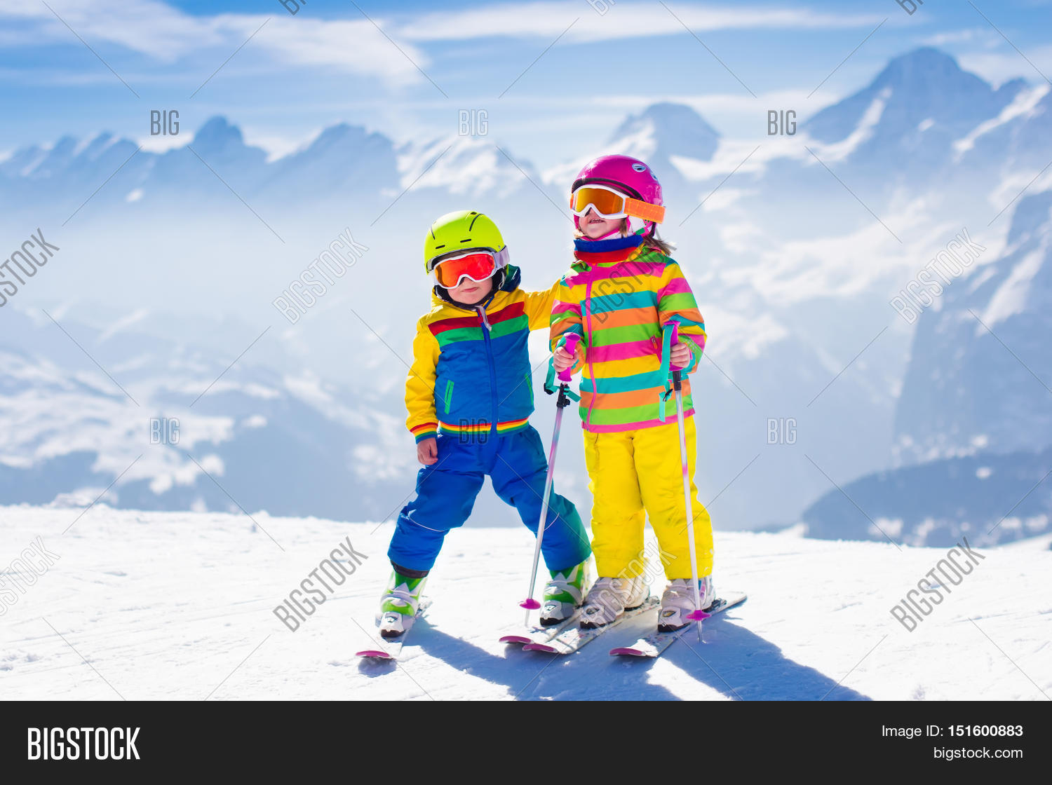 Kids Skiing Mountains Image & Photo (Free Trial) | Bigstock