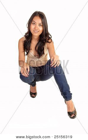 Girl Crouching On Image & Photo (Free Trial) | Bigstock