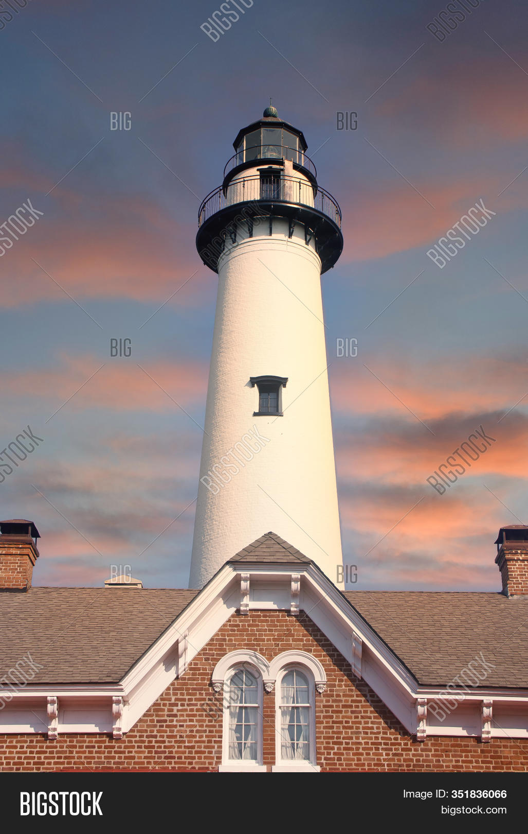 White Brick Lighthouse Image & Photo (Free Trial) | Bigstock