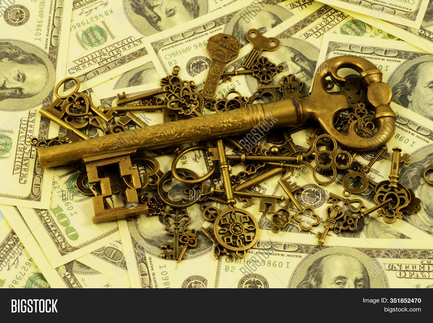 Pile Brass Keys Larger Image & Photo (Free Trial) | Bigstock