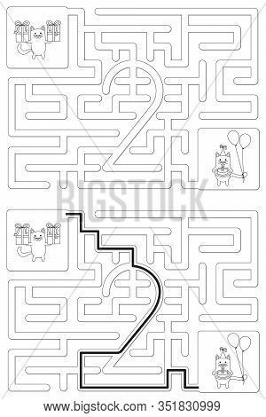 Easy Cat Maze Kids Vector & Photo (Free Trial) | Bigstock