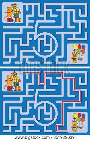 Easy Cat Maze Kids Vector & Photo (Free Trial) | Bigstock