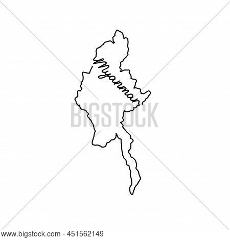 Myanmar Outline Map Vector & Photo (Free Trial) | Bigstock