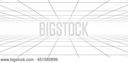 Technology Wireframe Landscape. Vector Perspective Grid. Digital Space ...