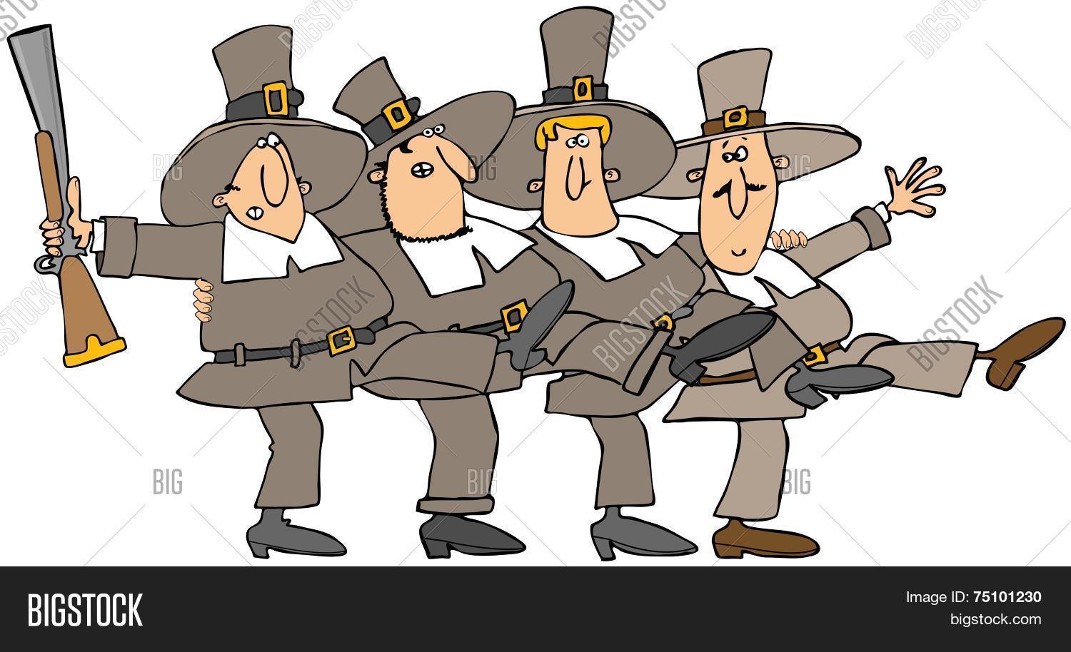 Pilgrim Men Dancing Image & Photo (Free Trial) | Bigstock