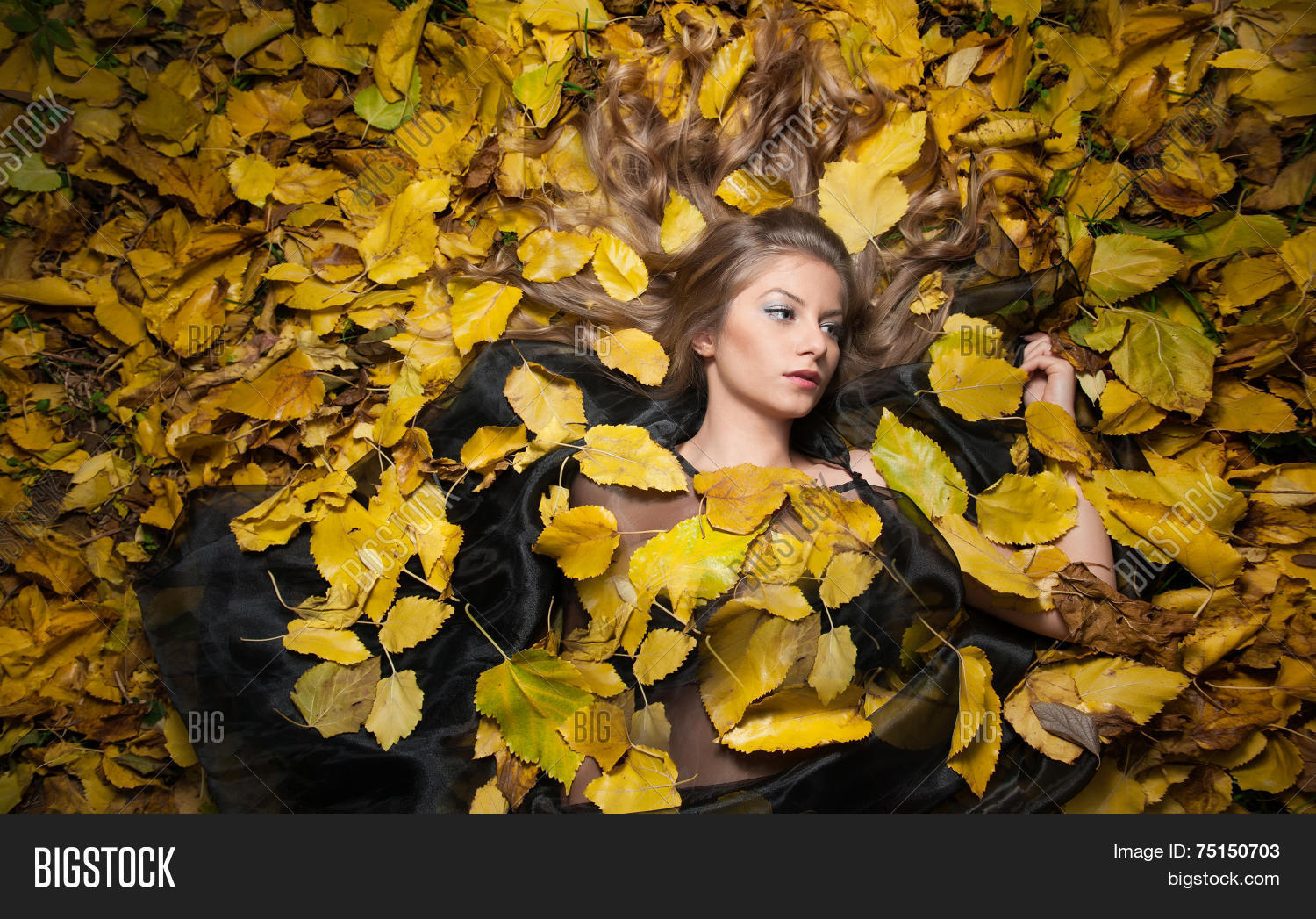 Nice Girl Covered Autumnal Leaves Image And Photo Bigstock