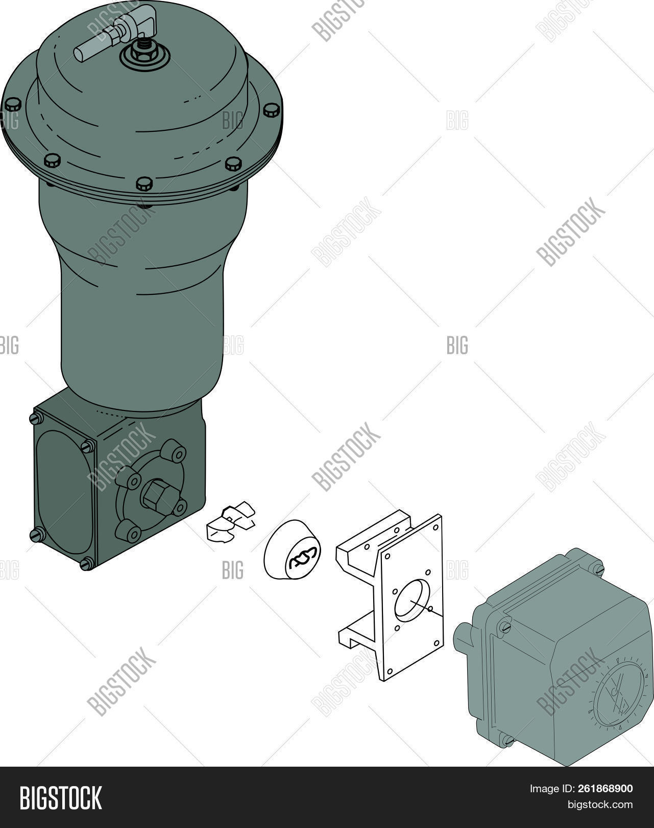 Pneumatic Cylinder Vector & Photo (Free Trial) | Bigstock