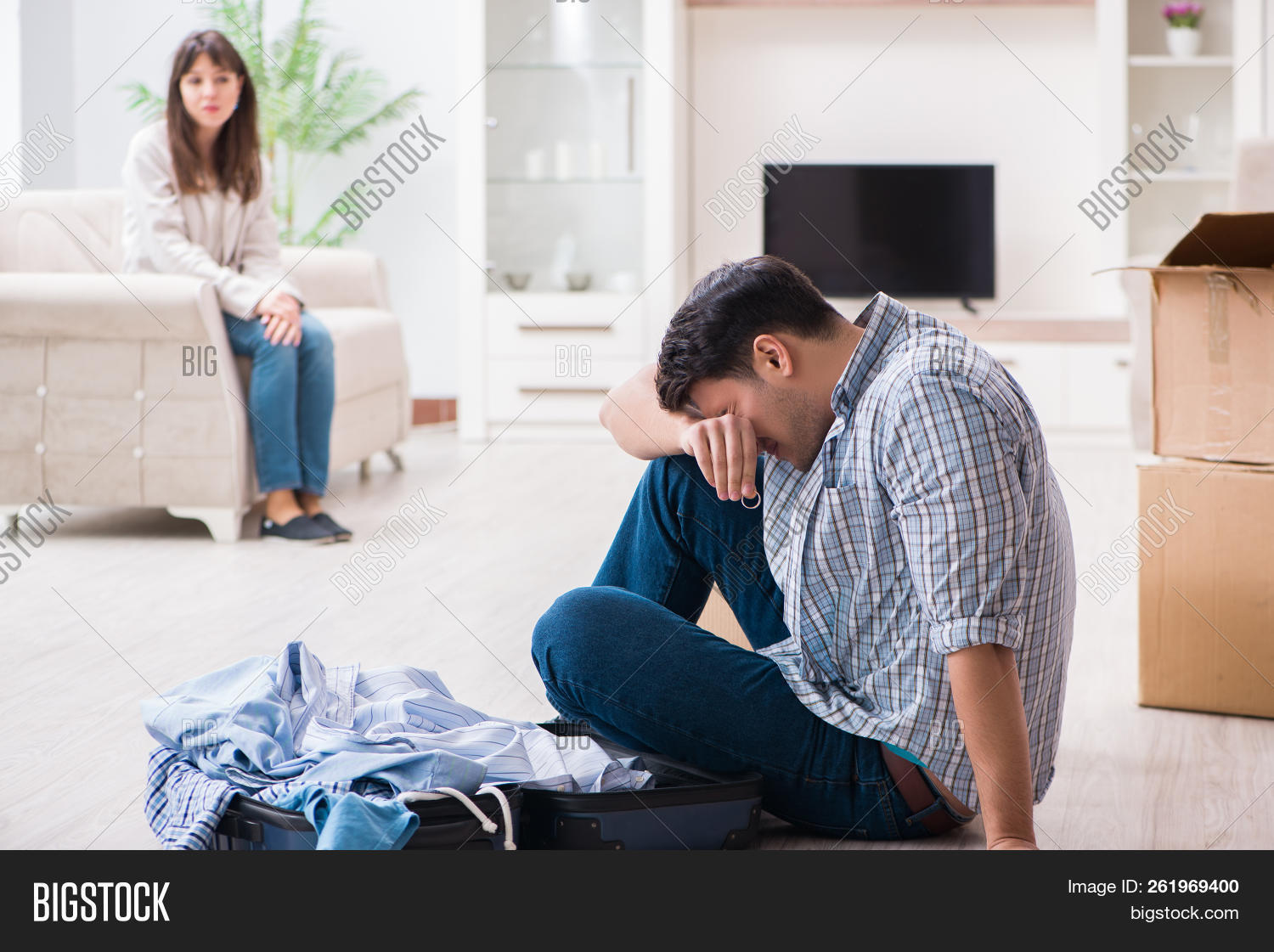 Woman Evicting Man Image & Photo (Free Trial) | Bigstock