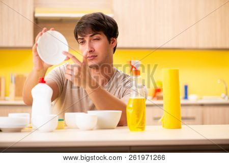 Man Washing Dishes Image & Photo (Free Trial) | Bigstock