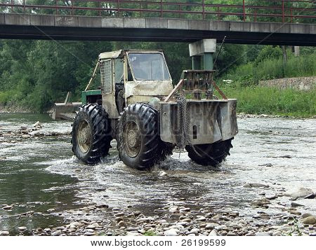 Heavy Tractor Crossing Image & Photo (Free Trial) | Bigstock