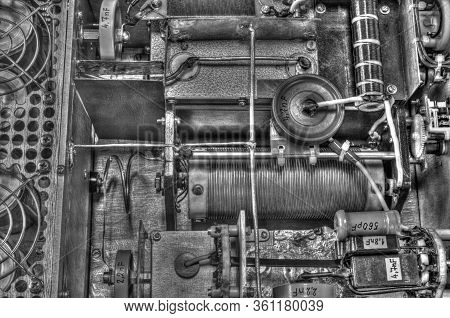 Inside View Of High Frequency Power Amplifier With Capacitors, Coils ...