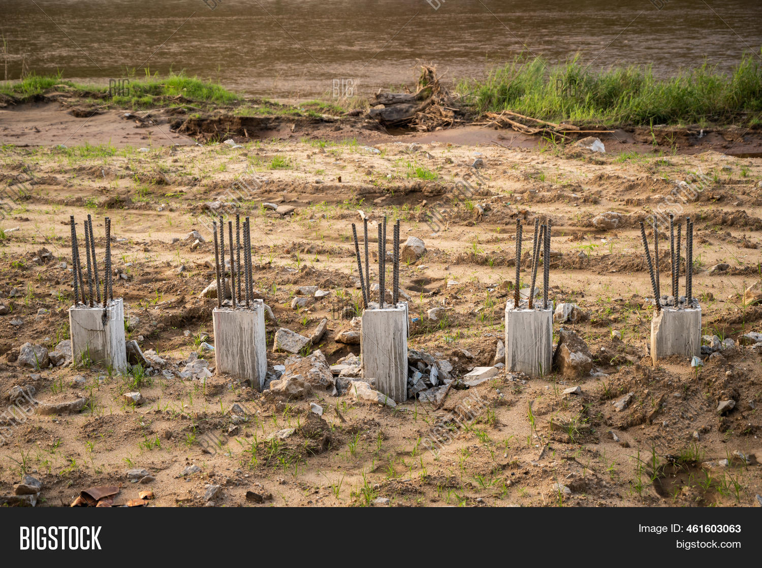 Rows Concrete Piles Image & Photo (Free Trial) | Bigstock