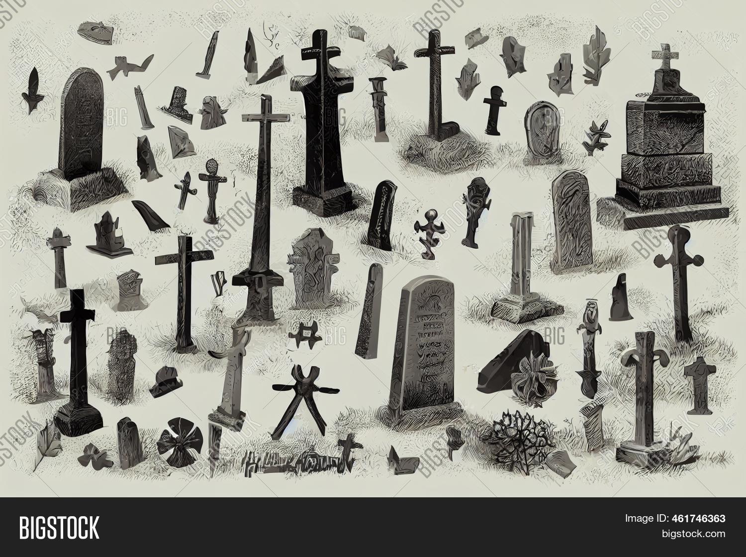 Gravestones Set. Old Image & Photo (Free Trial) | Bigstock