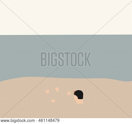 Man Buried Sand On Vector & Photo (Free Trial) | Bigstock