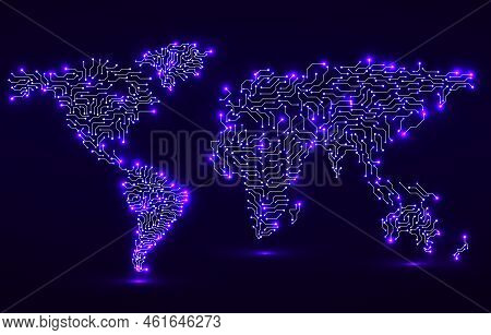 World Map. Circuit Vector & Photo (Free Trial) | Bigstock