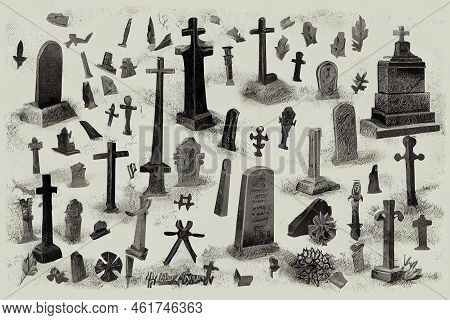 Gravestones Set. Old Image & Photo (Free Trial) | Bigstock
