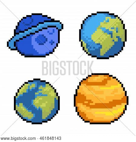 Planets Pixel Art 80s Vector & Photo (Free Trial) | Bigstock