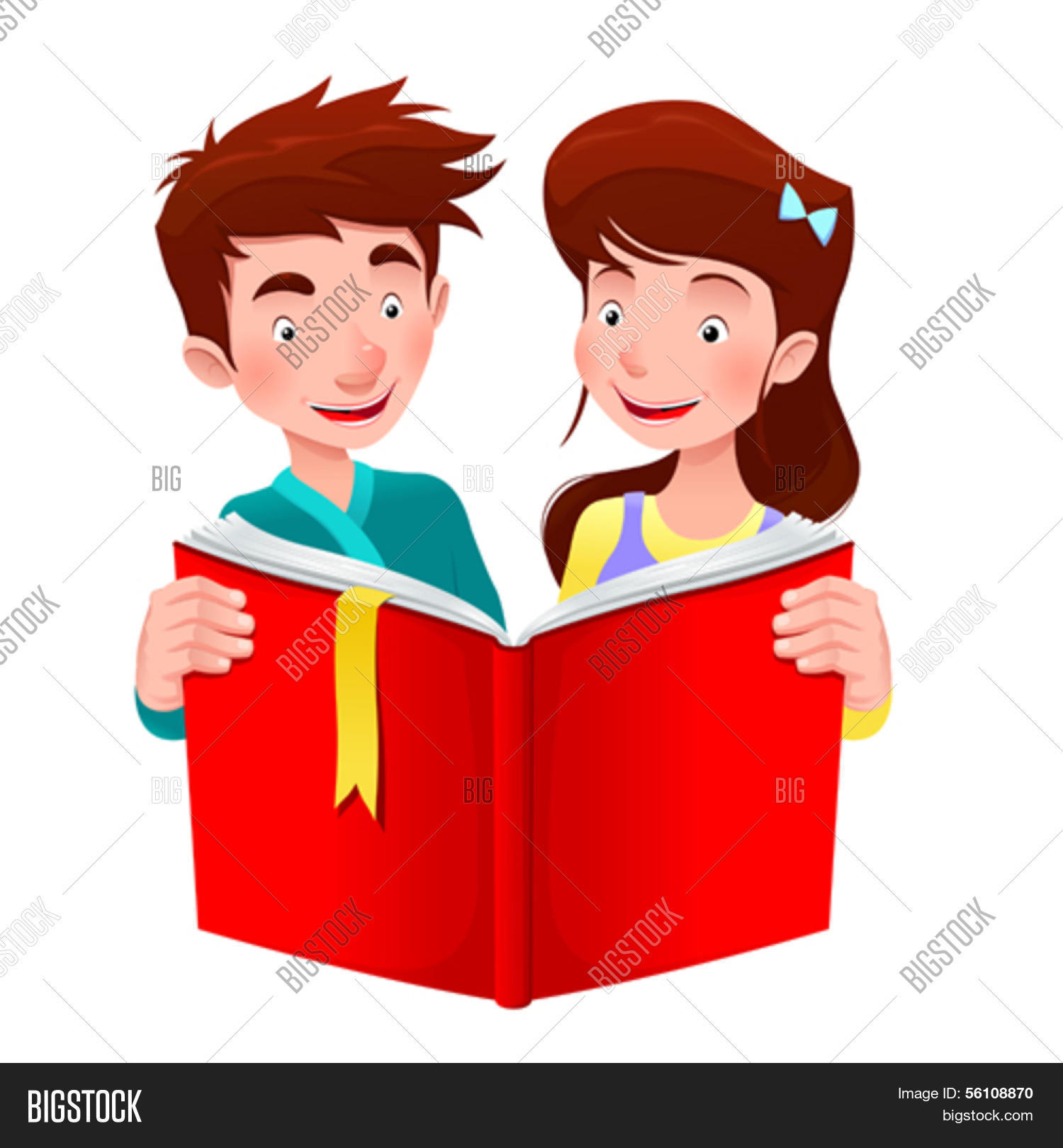 Boy Girl Reading Book Vector & Photo (Free Trial) | Bigstock