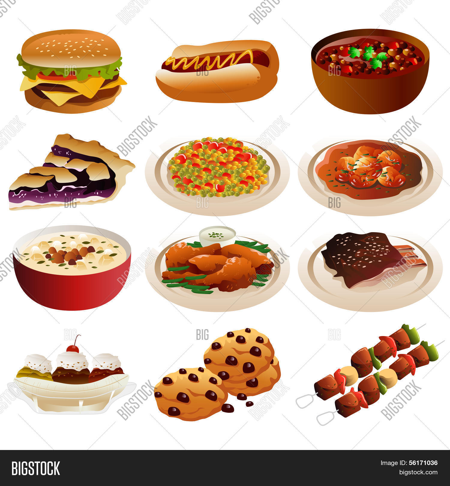 American Food Icons Vector & Photo (Free Trial) | Bigstock