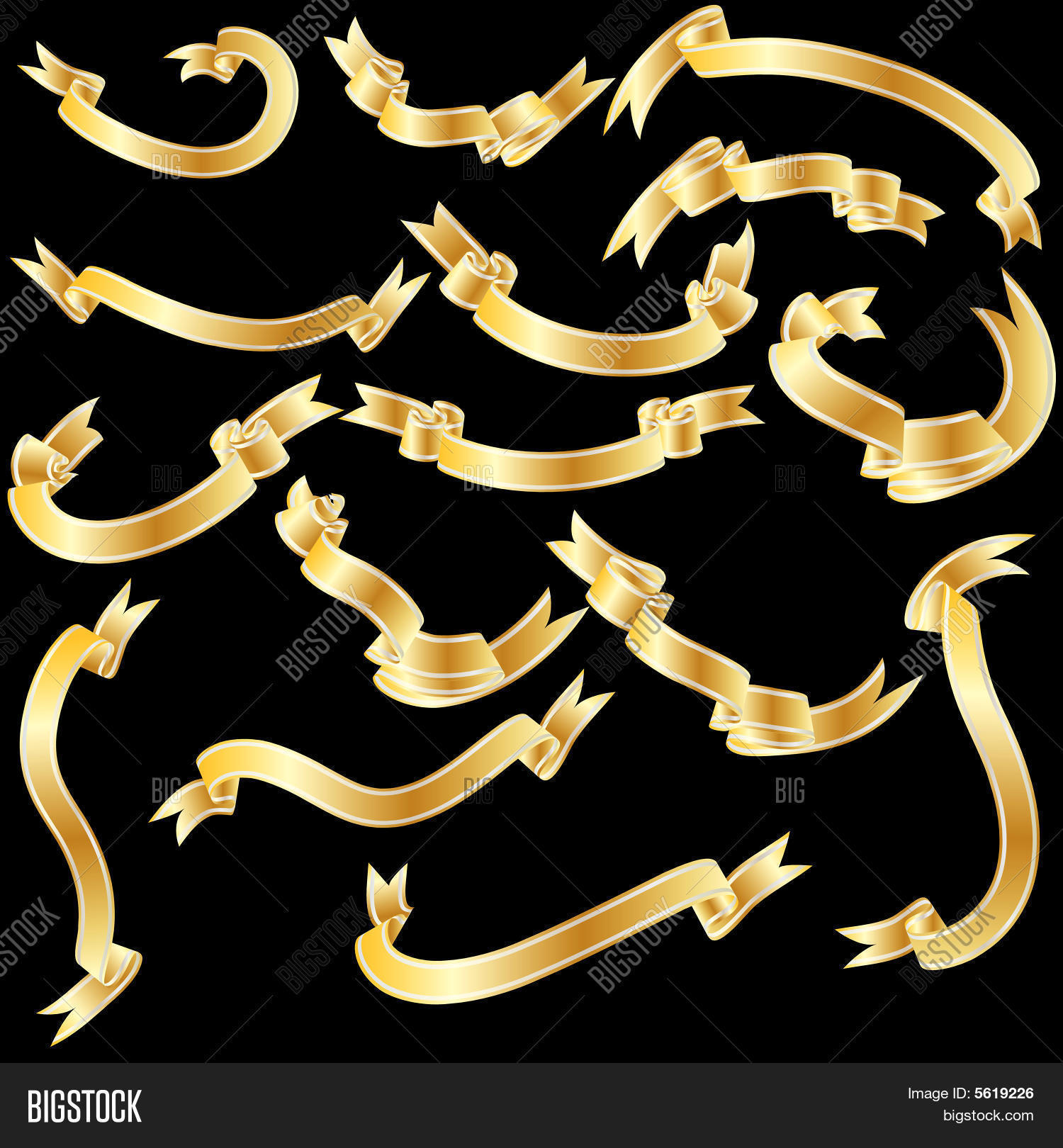 Ribbons Curved Gold Vector & Photo (Free Trial) | Bigstock