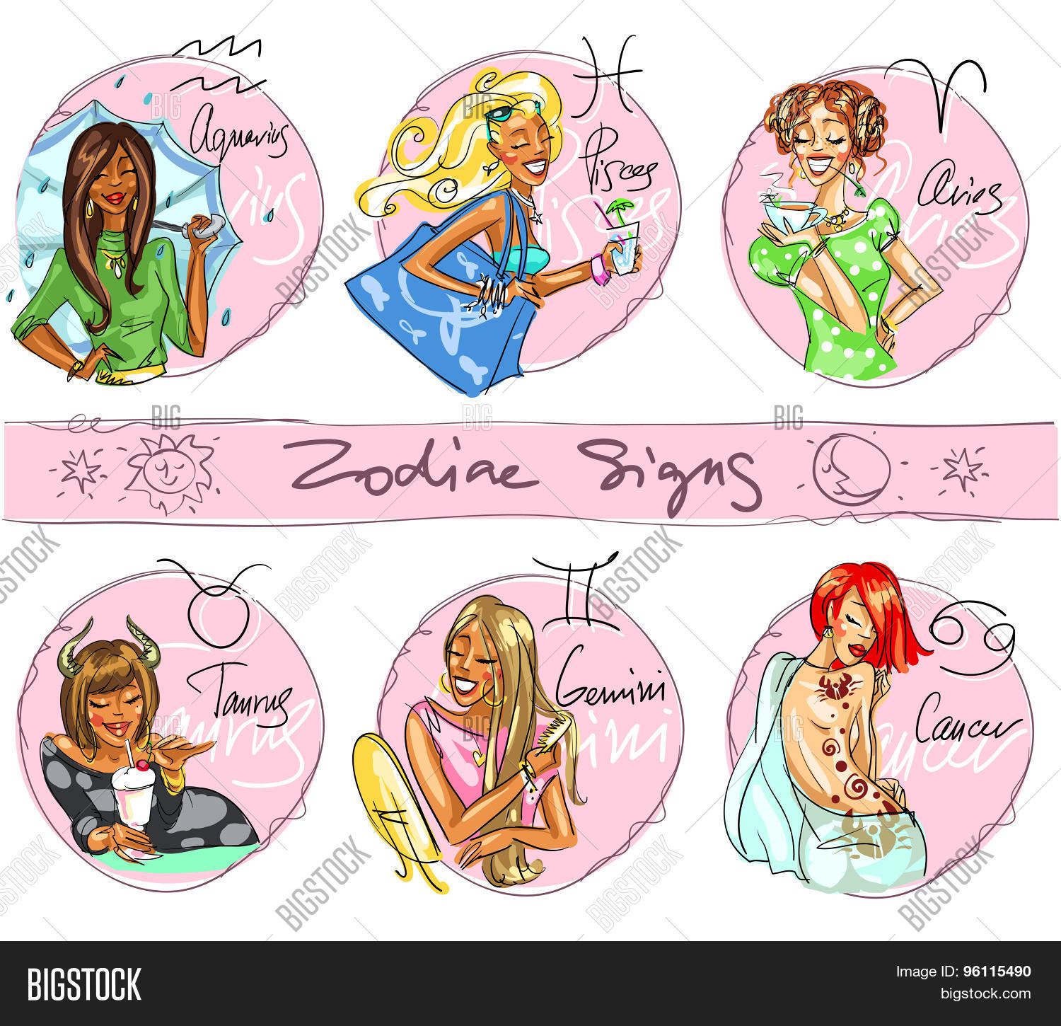 Zodiac Signs. Hand Vector & Photo (Free Trial) | Bigstock