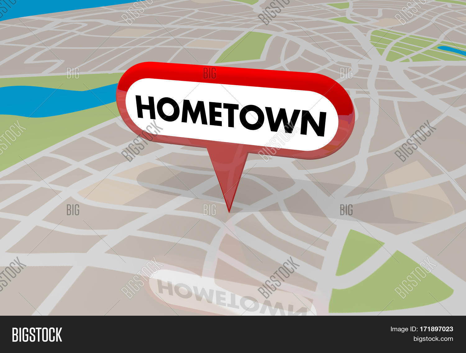 Hometown Map Pin Word Image & Photo (Free Trial) | Bigstock