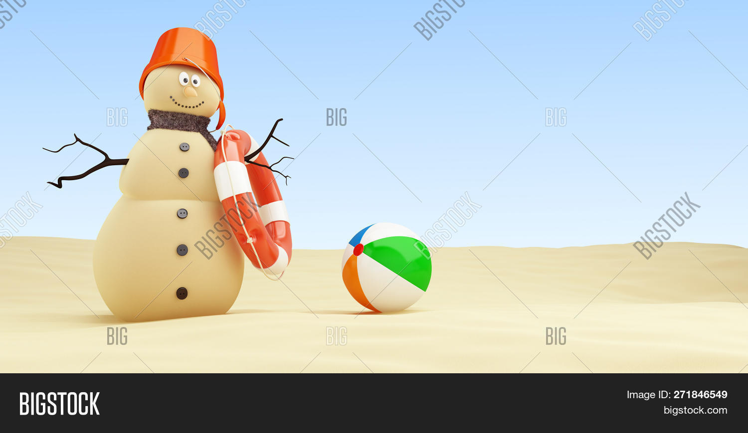 Sandy Snowman On Beach Image & Photo (Free Trial) | Bigstock