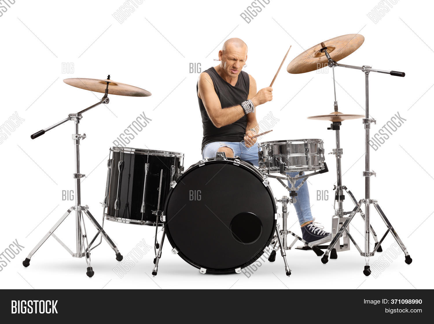 Bald Man Drummer Image & Photo (Free Trial) | Bigstock