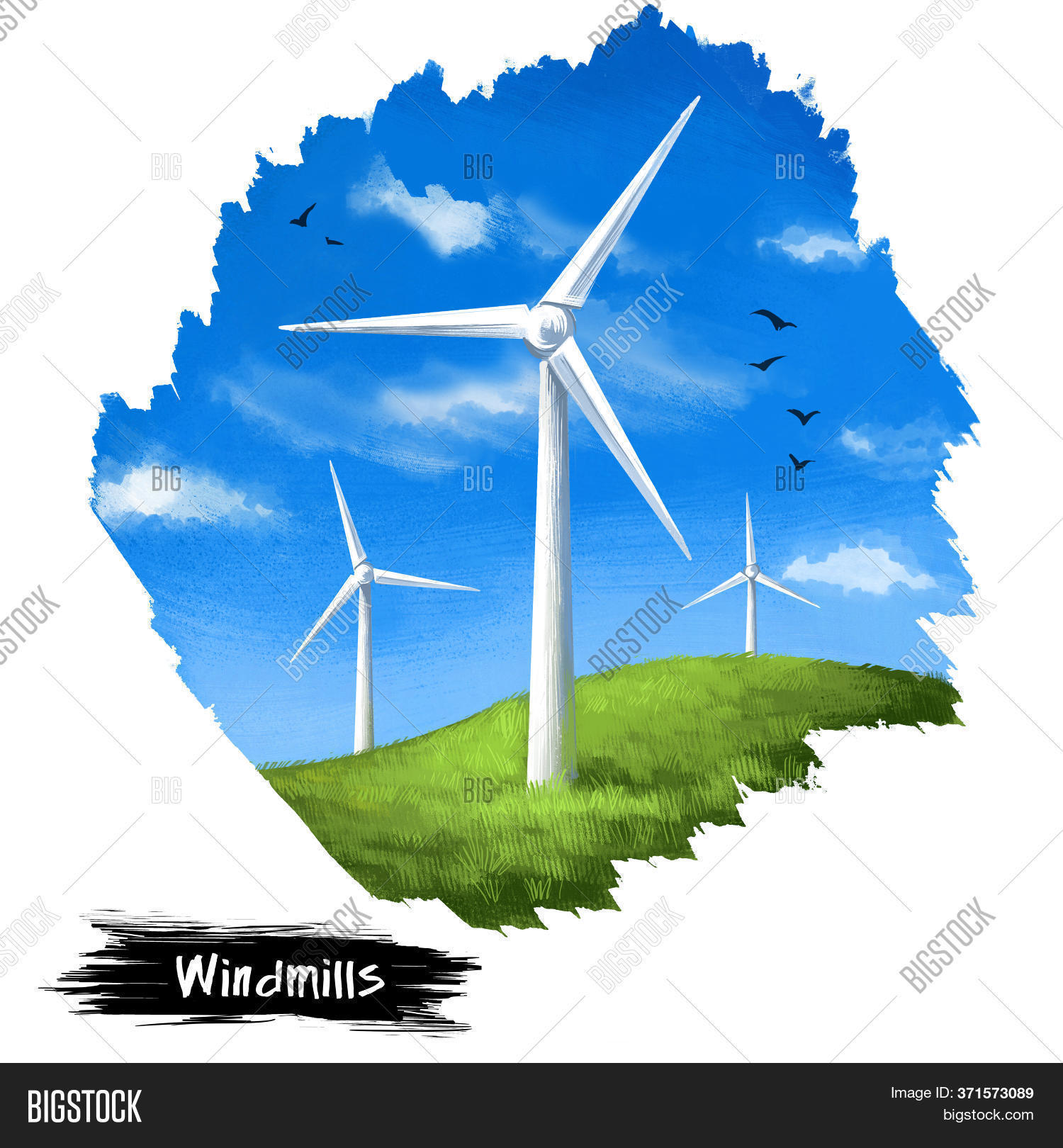 Windmills Digital Art Image & Photo (Free Trial) | Bigstock