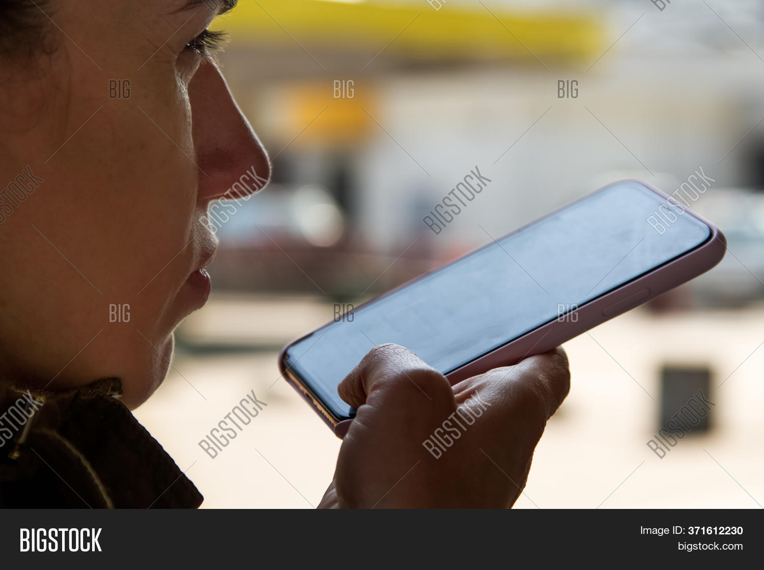 Woman Uses Voice Image & Photo (Free Trial) | Bigstock