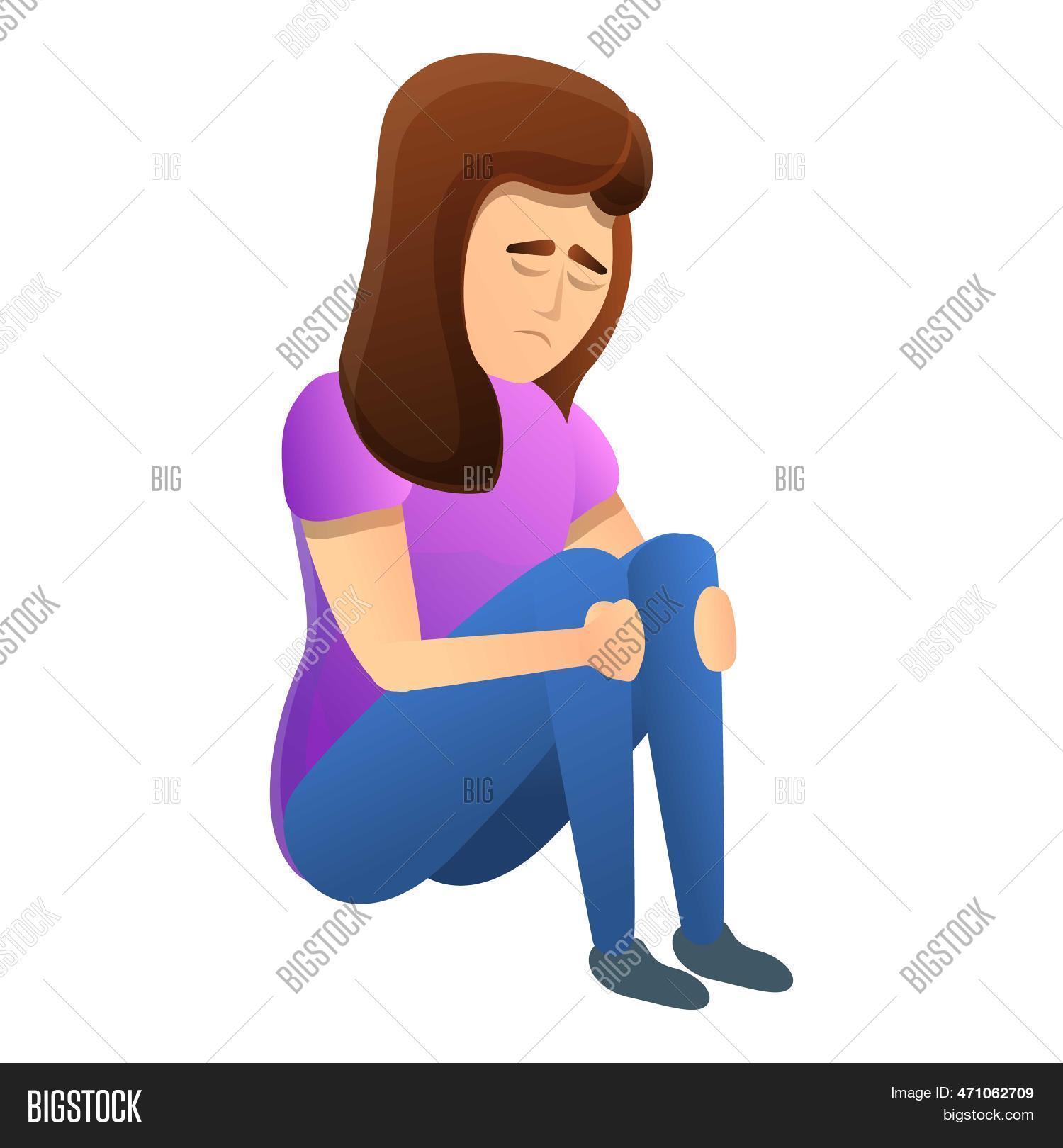 Cute Sad Woman Icon. Image & Photo (Free Trial) | Bigstock