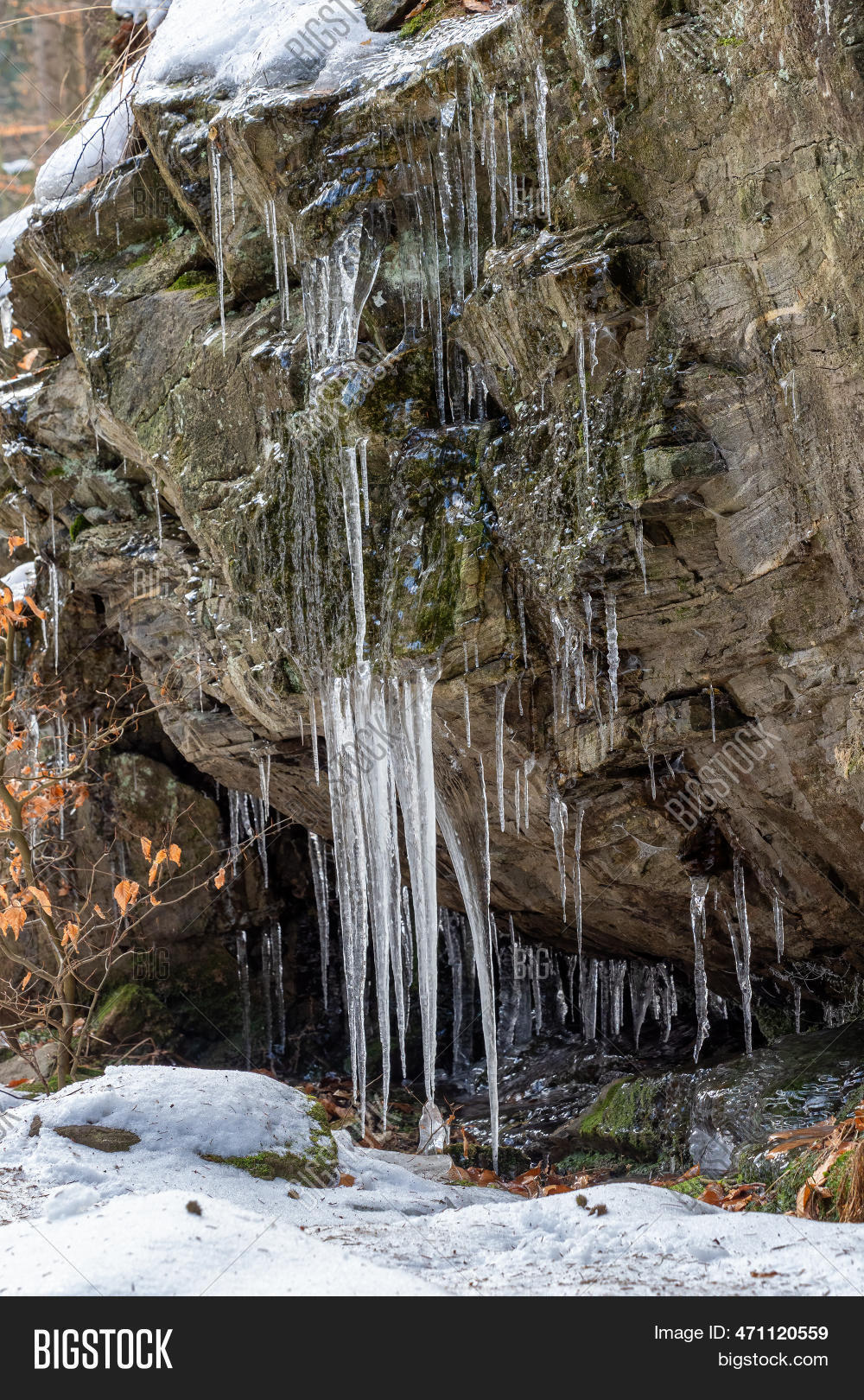 Icicles On Rock Wall. Image & Photo (Free Trial) | Bigstock