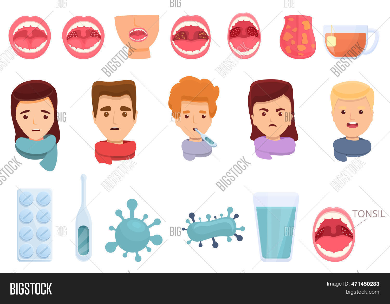 Tonsillitis Icons Set Image & Photo (Free Trial) | Bigstock